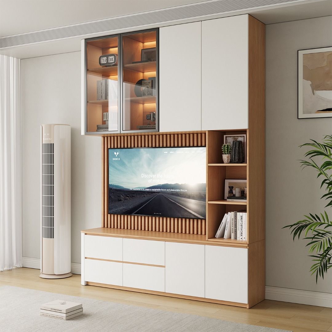 C字格柵TV電視櫃 C-shaped TV cabinet 收納背景墻櫃 客廳組合電視櫃(🚚送貨上門free delivery)收納櫃 TV ...