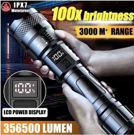 flashlight strong torch light Rechargeable rortable IPX7 Waterproof ...