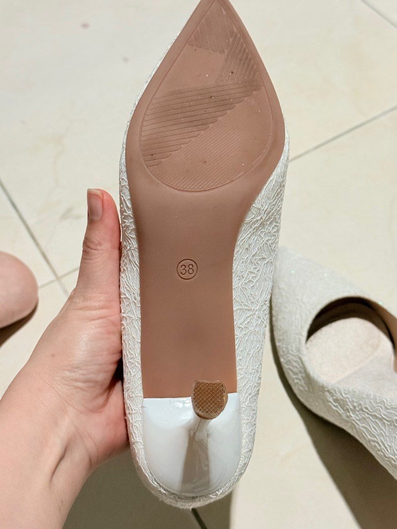 Full White Lace Heels, Women's Fashion, Footwear, Heels on Carousell