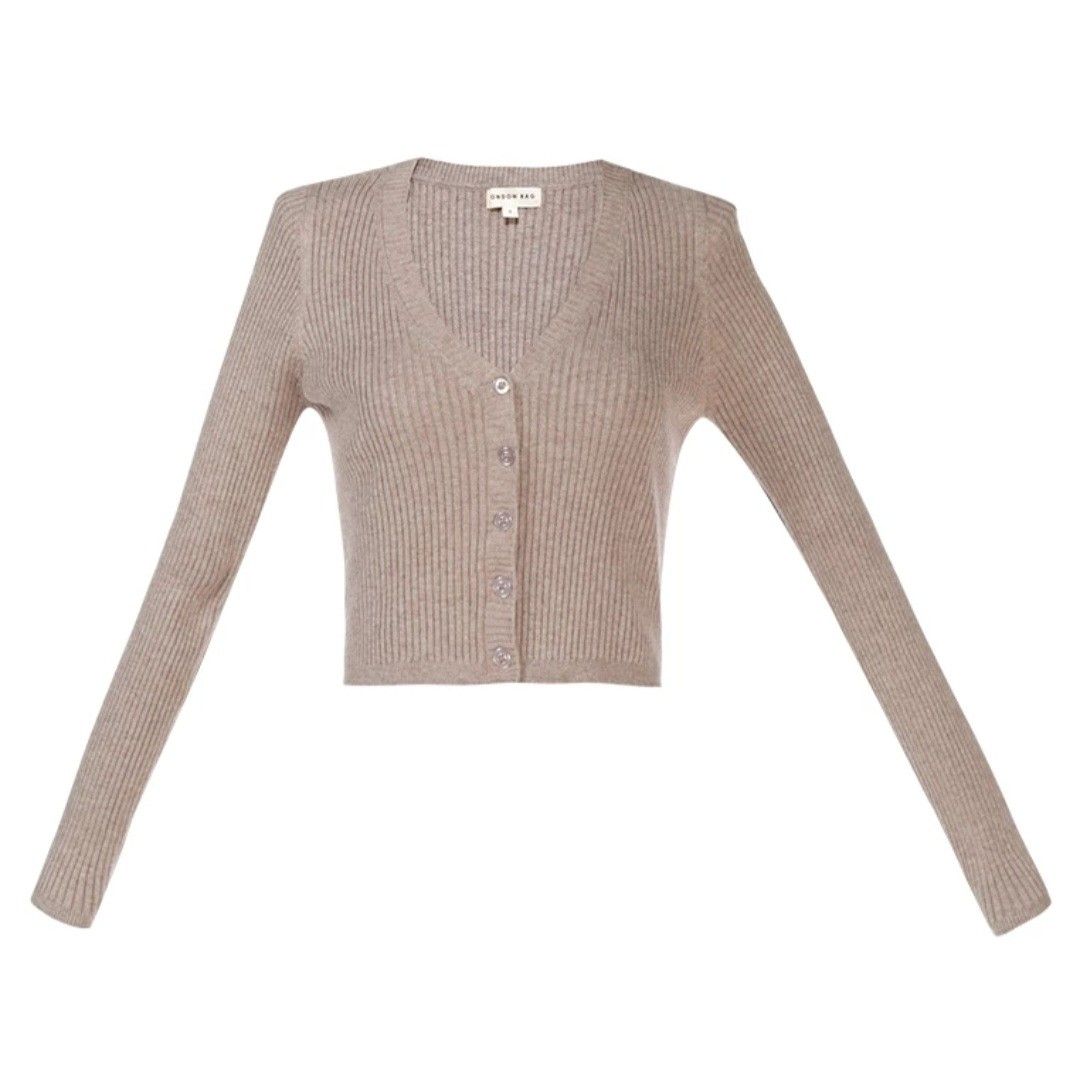 London Rag 100% Cotton Full Sleeve Cropped Cardigan Brown, Women's ...