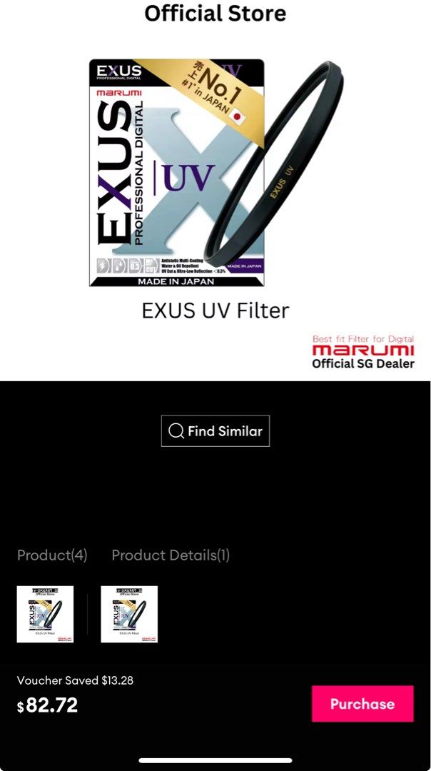 Marumi EXUS UV Filter 72mm made in Japan, Photography, Photography Accessories, Other ...