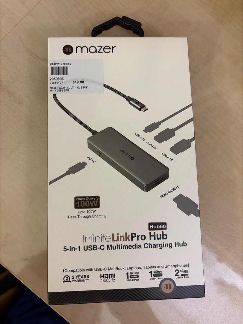Mazer Infinite LinkPro Hub60 5-in-1 USB-C, Computers & Tech, Parts ...