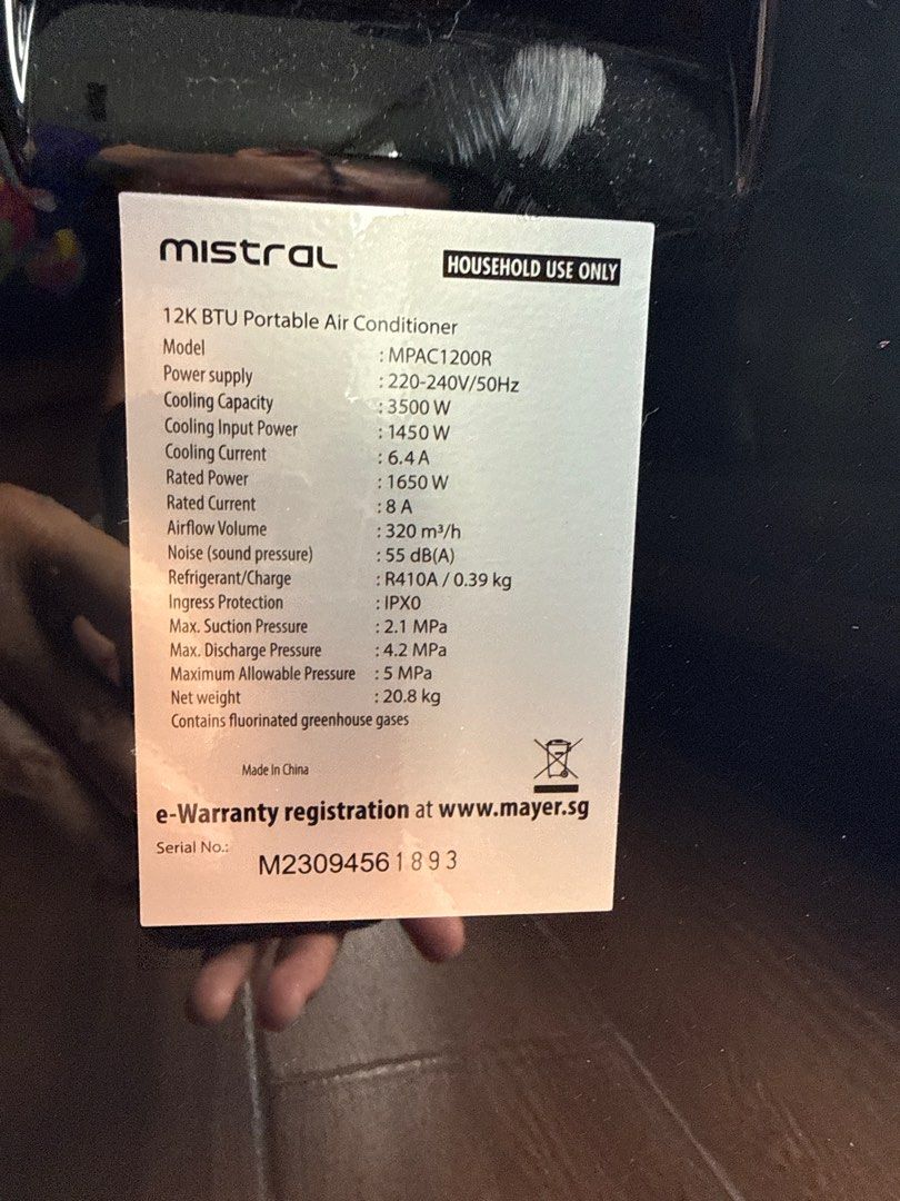 Mistral 12K BTU Portable Air Conditioner MPAC1200R, TV & Home ...