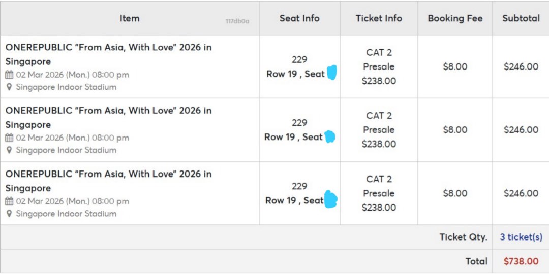 ONEREPUBLIC Concert Tickets - Singapore Indoor Stadium - CAT 2 Section ...