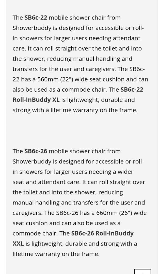 (Neg) Showerbuddy SB6c Roll-In Buddy Commode Shower Chair, Health ...