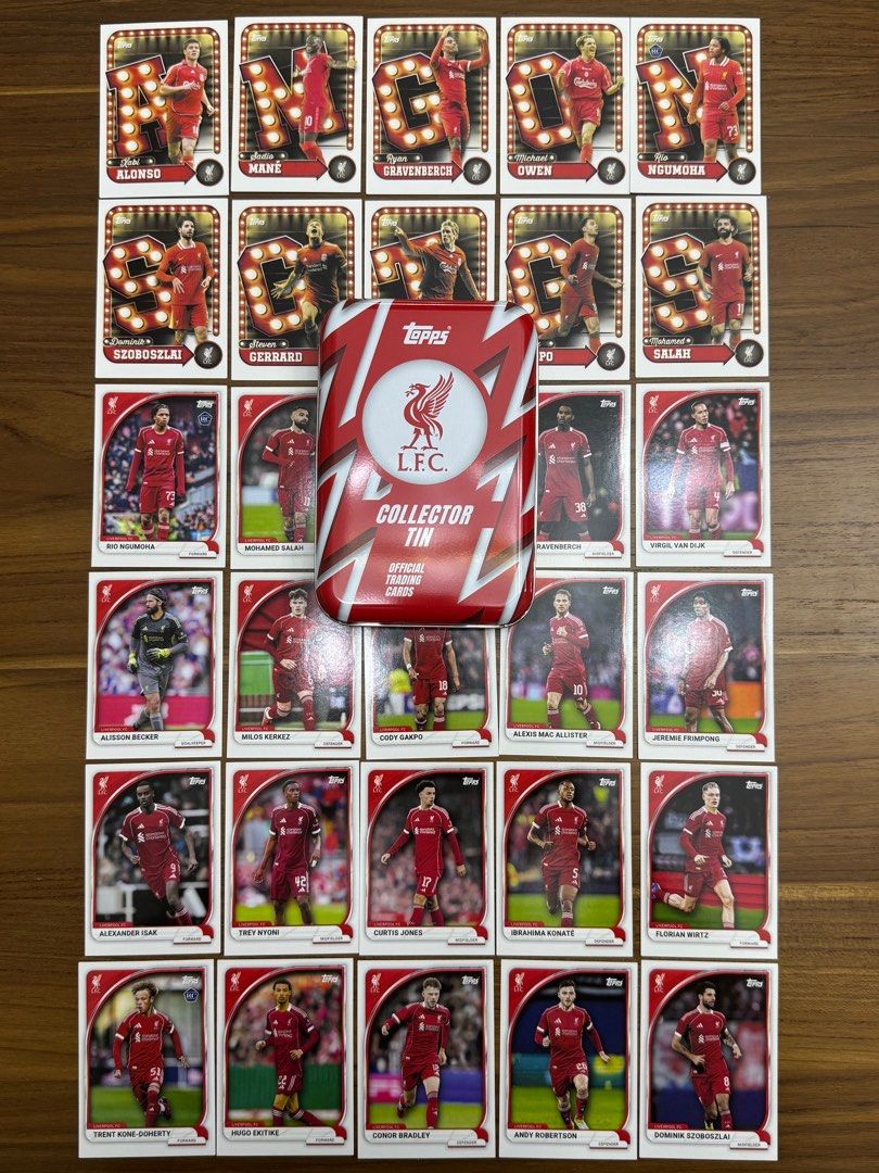 Topps Liverpool FC 2025 Collector Tin with Base Cards, Hobbies & Toys ...