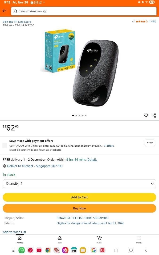 TP-Link M7200, Computers & Tech, Parts & Accessories, Other Accessories ...