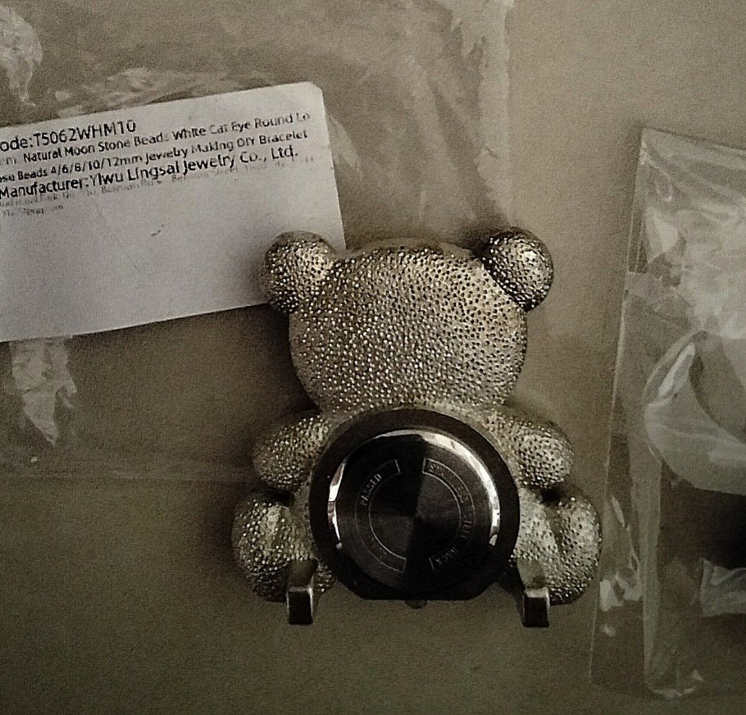 Vintage Minature Brass Quartz Clock - Teddy Bear / with NEW BATTERY ...