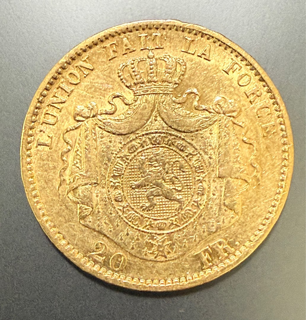 20 Francs Gold Coin, Leopold II, Belgium, 1867, 6.39g, Hobbies & Toys ...