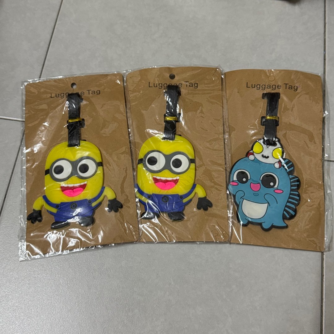 3pcs Minion & Dinosaur Luggage Tags, Hobbies & Toys, Travel, Travel ...