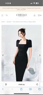 CHELLO ELLIS PEPLUM PENCIL DRESS IN CLASSIC BLACK, Women's Fashion ...