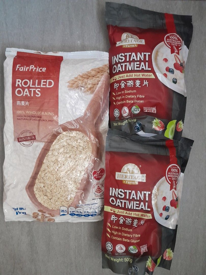 Fairprice Rolled Oats & Heritage Farm Instant Oatmeal Bundle, Food ...
