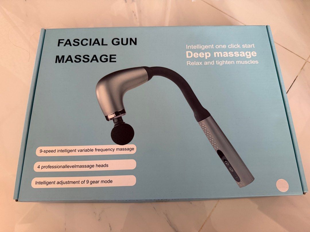 Fascial Gun Massager - 9 Speed, 4 Heads, Health & Nutrition, Massage ...