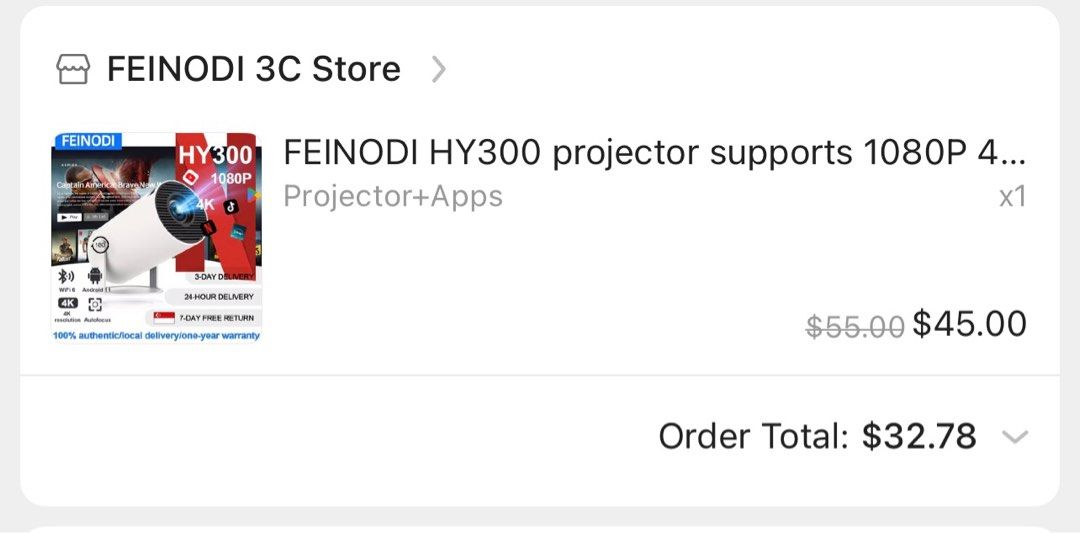 FEINODI HY300 Projector - 1080P 4K Support, TV & Home Appliances, TV ...