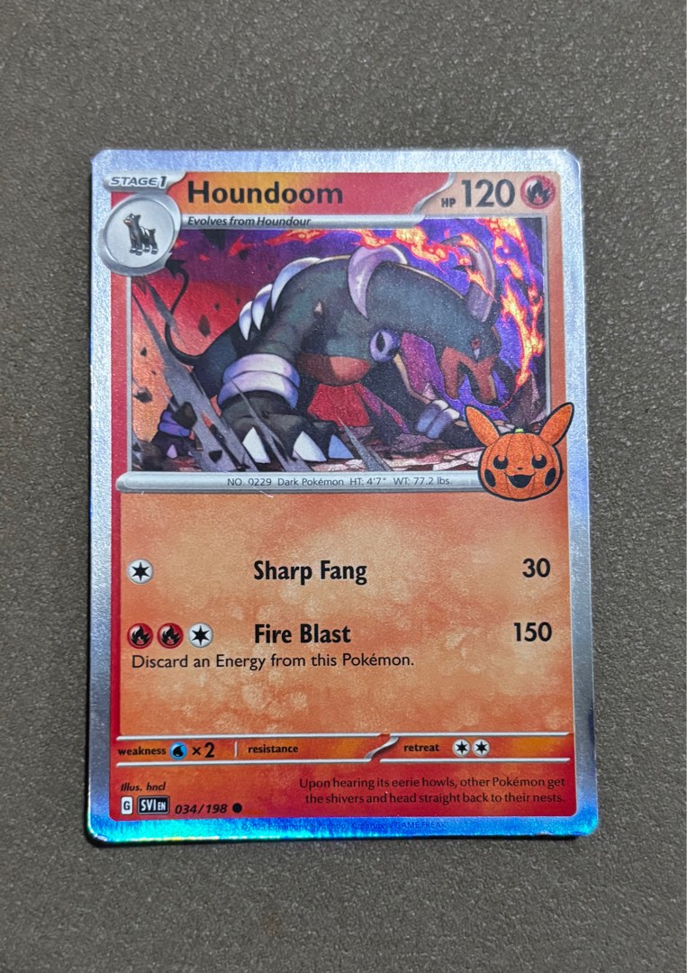 Houndoom Pokemon Card Rare Art Haloween special Holo card booster pack ...
