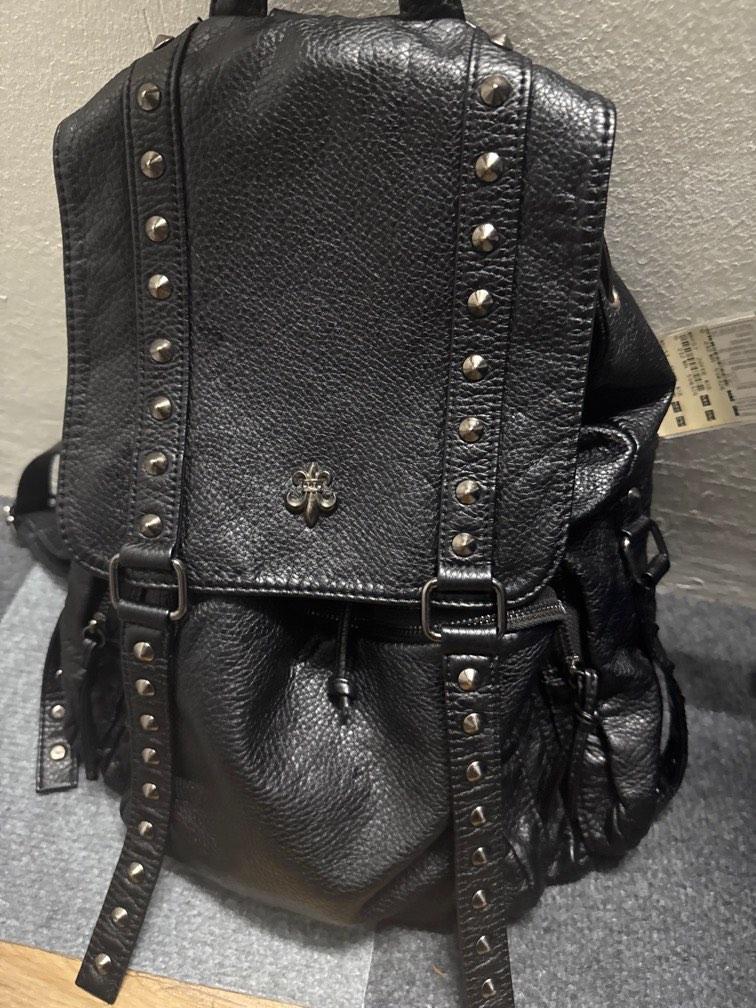 Leather Backpack like chrome hearts y2k streetwear opium emo grunge ...