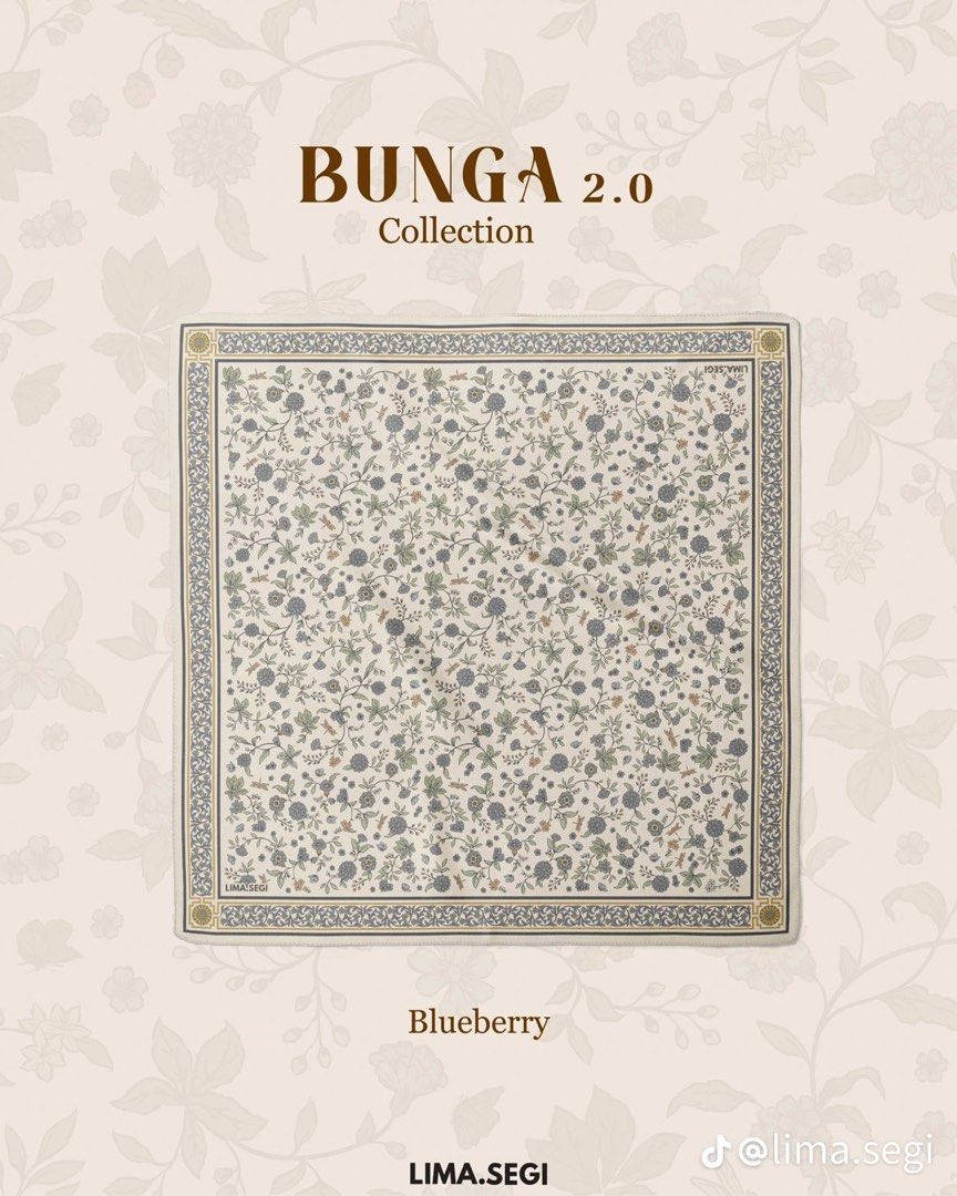 lima.segi Bunga 2.0 Blueberry Scarf, Women's Fashion, Muslimah Fashion ...