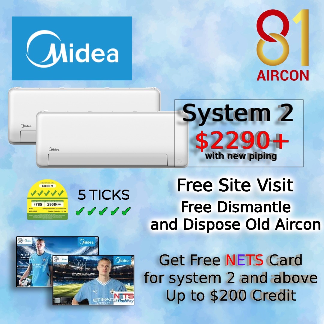 Midea aircon installation / System 2/ System 3/ System 4 | Full Installation & New Piping | HDB ...