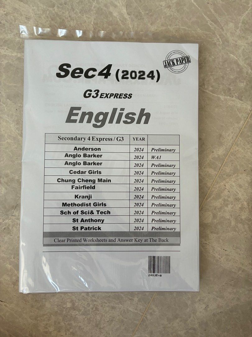 O level Sec 4 (2024) G3 Express English Practice Paper, Hobbies & Toys ...