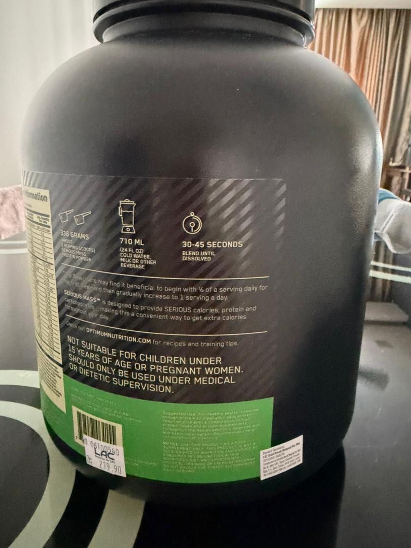 Optimum Nutrition Serious Mass Vanilla Flavor, Health & Nutrition ...