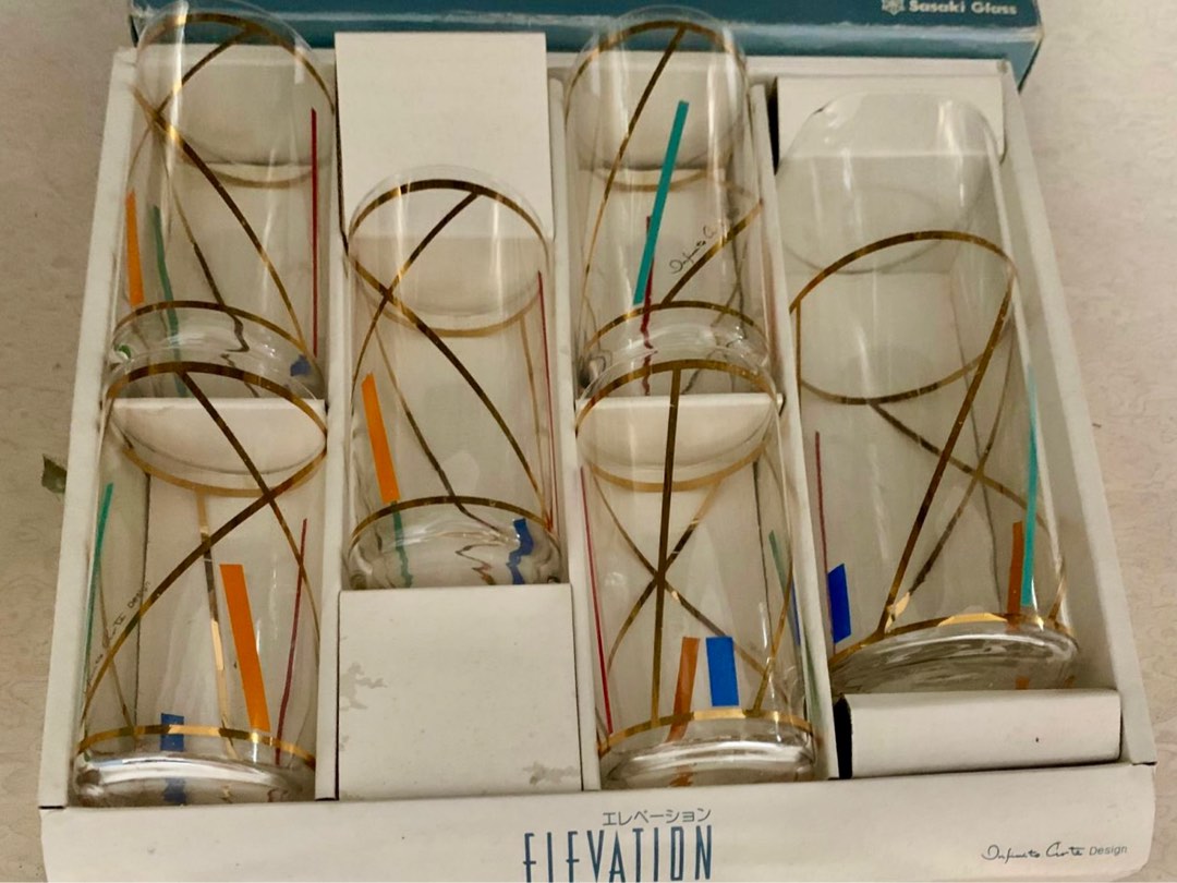Sasaki Glass Elevation Glassware Set, Furniture & Home Living ...