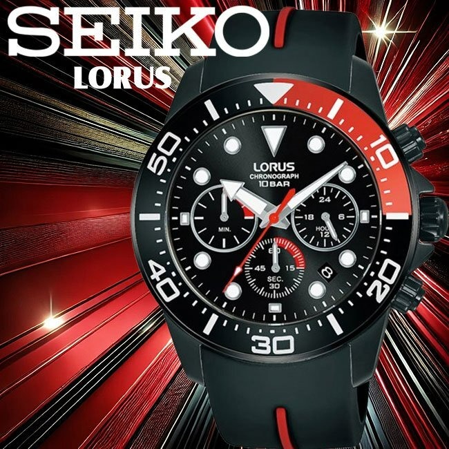 Seiko LORUS 100m Water Resistant Chronograph in Fearless Black & Red ...