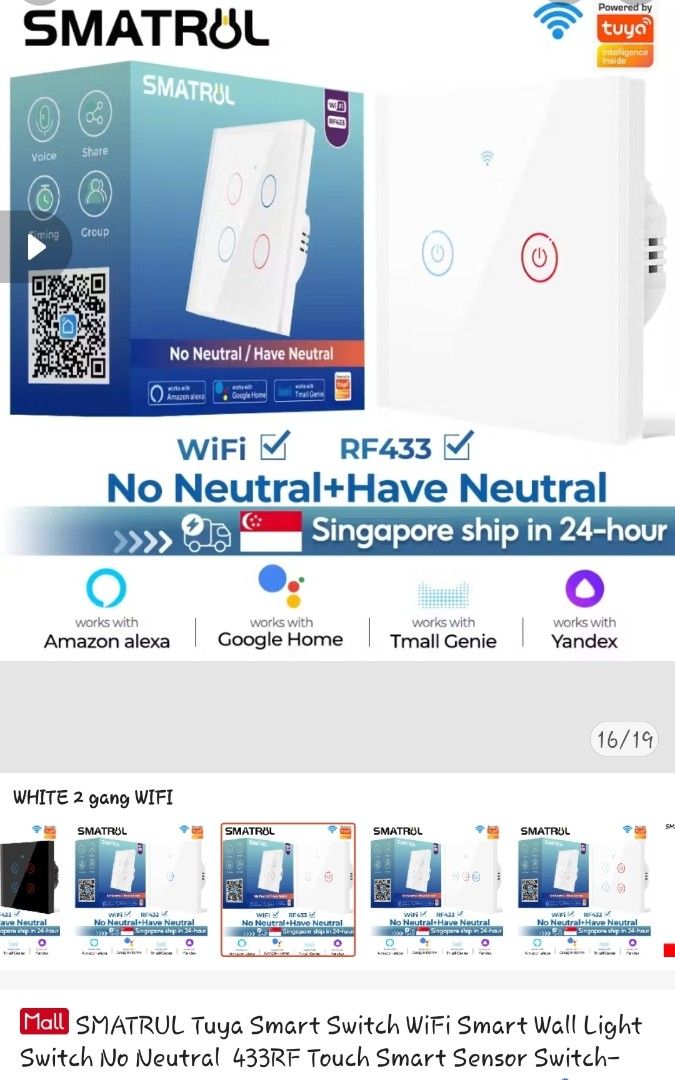 SMATRUL Smart WiFi Wall Light Switch Tuya Zigbee, Radar Motion Sensor ...