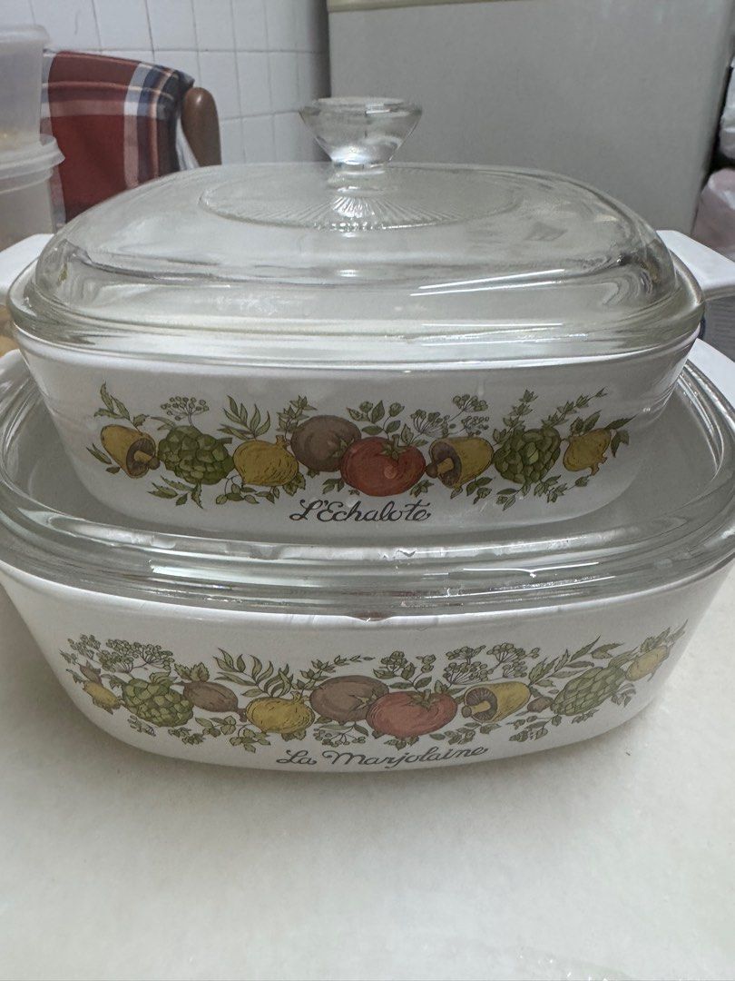 Vintage Pyrex La Marjolaine & L'Echalote Casserole Dish Set 2, Furniture & Home Living ...