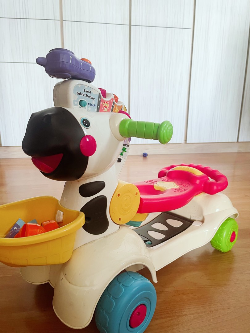 VTech 3-in-1 Zebra Scooter Ride-on Toy, Babies & Kids, Infant Playtime ...