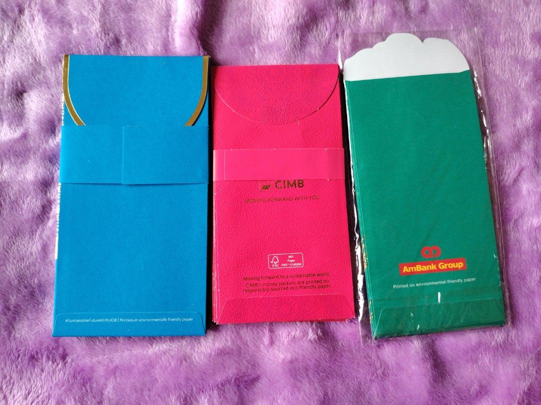 Bundle of three 3 2025 UOB Cimb and Ambank deepavali diwali red ang pow ...
