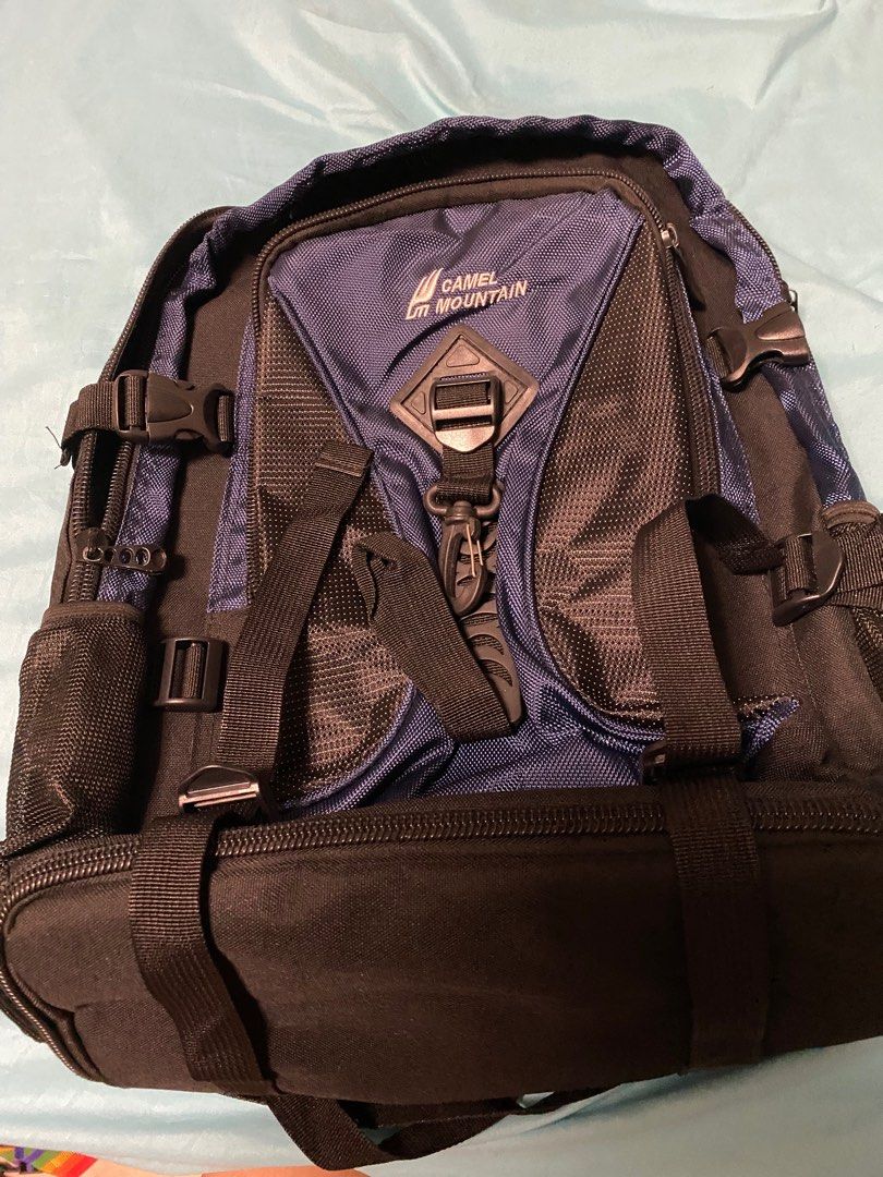 Camel Mountain Backpack - Black and Blue, Men's Fashion, Bags ...