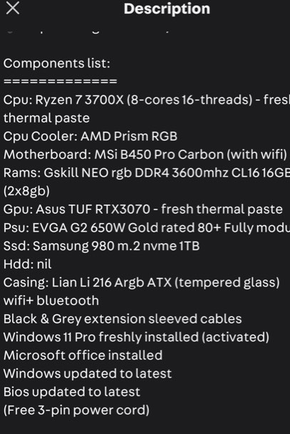 Gaming PC - Ryzen 7 3700X, RTX 3070, Computers & Tech, Desktops on ...