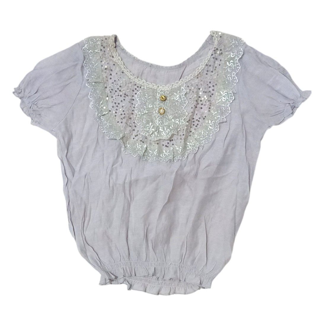 gray dollete top coquette, cottagore core, fairycore, dollette ...