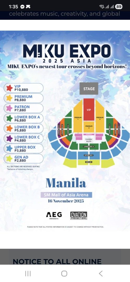 Hatsune Miku Expo 2025 Manila - Premium 3 Ticket, Tickets & Vouchers ...