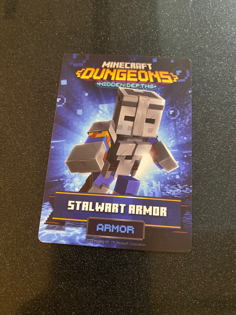 Minecraft Arcade Game Card Dungeons Hidden Depths Stalwart Armor Card ...