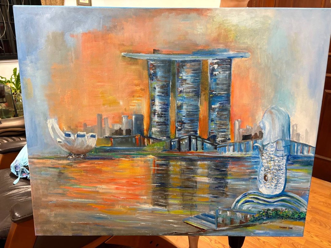 Original Painting of Singapore Landmarks by Eugene Soh, Hobbies & Toys ...