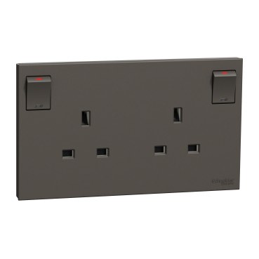 Schneider Electric Double Socket 13A - Dark Grey, TV & Home Appliances ...