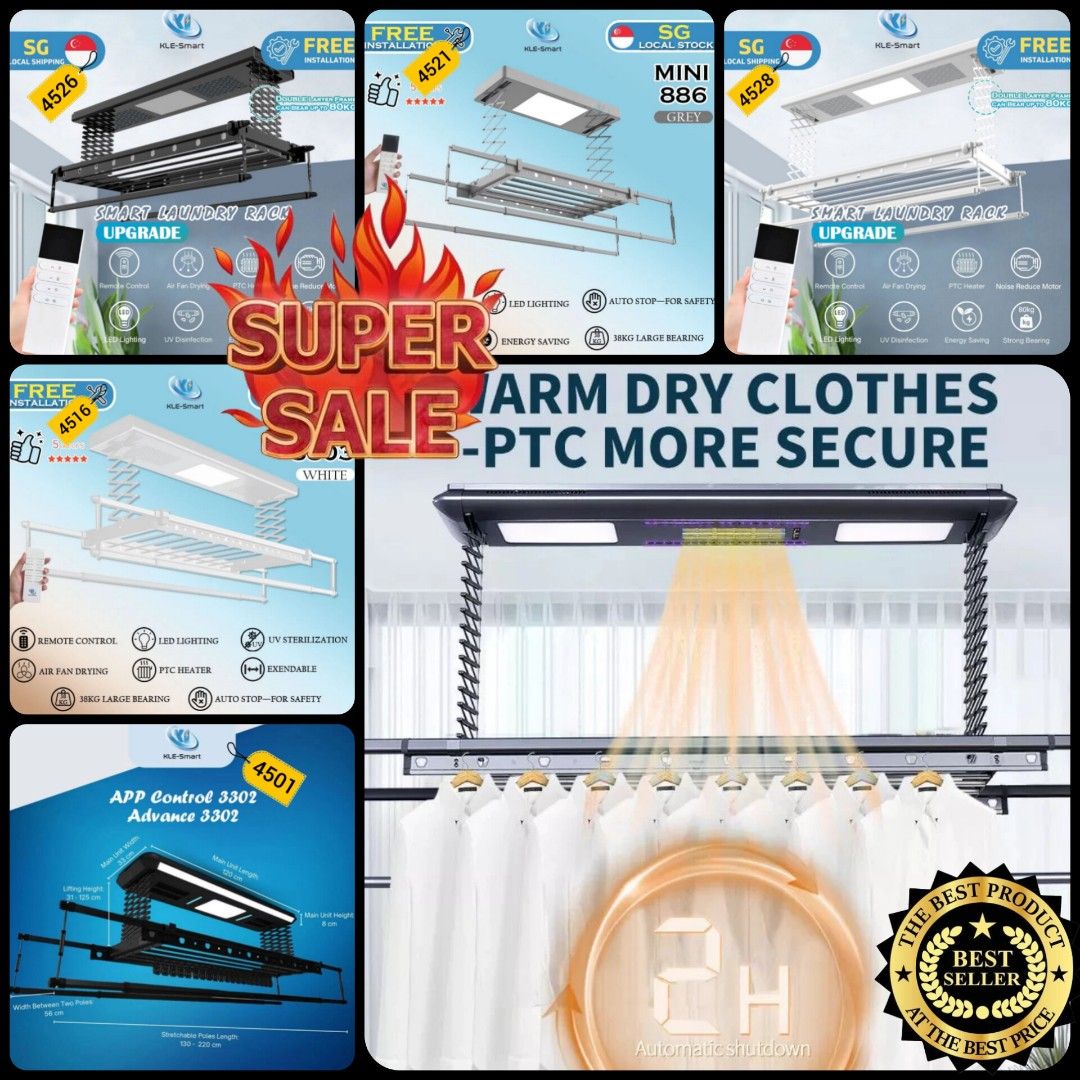 Smart Sensing Electric Clothes Drying Rack APP Control Automated ...