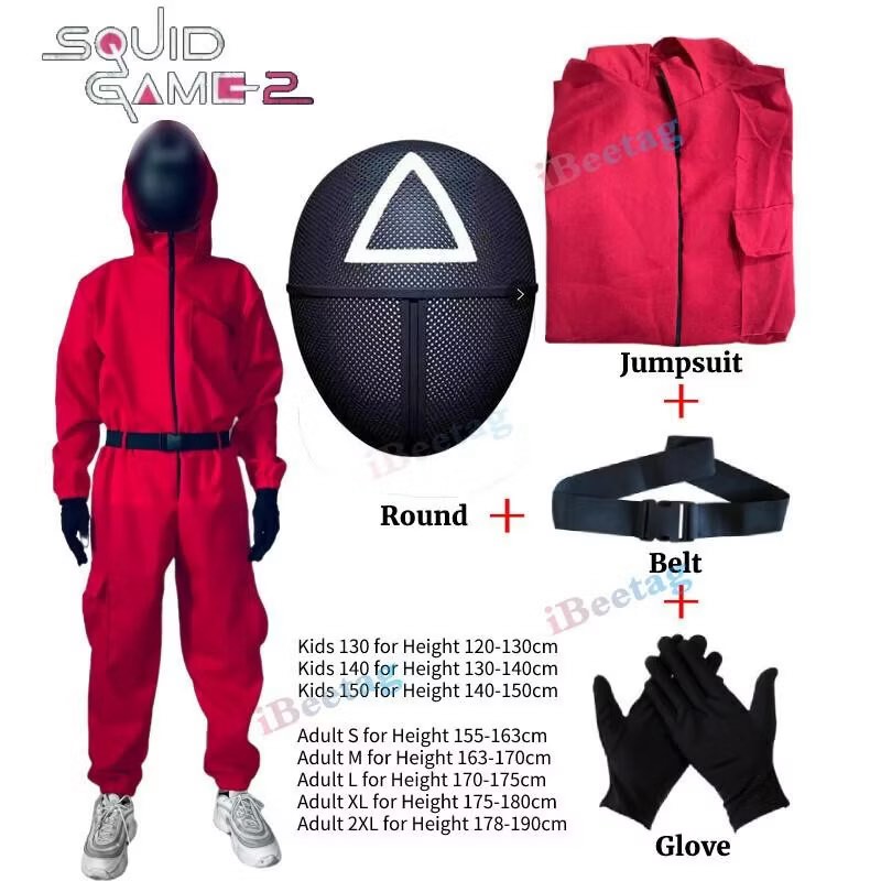 Squid Game Guard Costume - Red Jumpsuit, Women's Fashion, Dresses ...