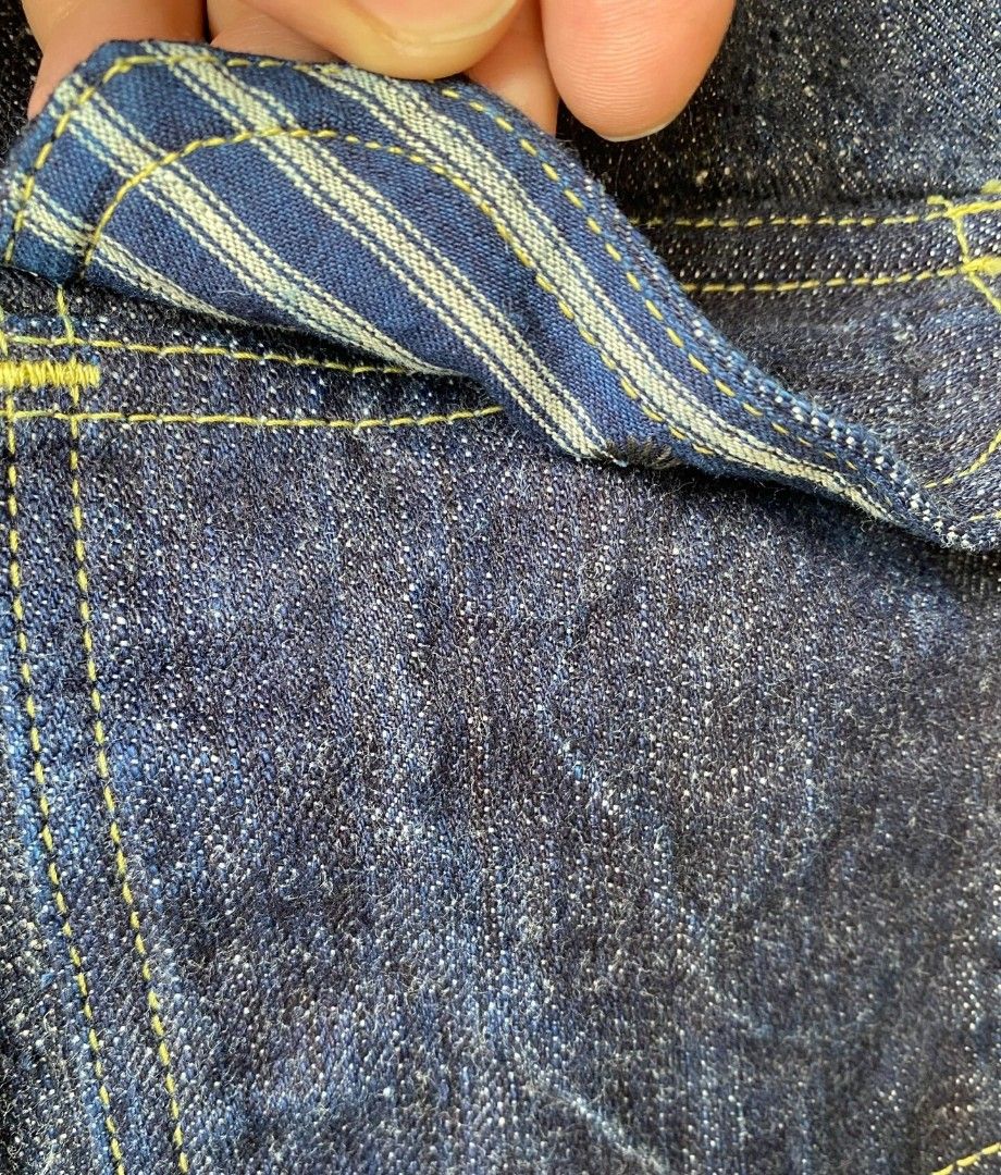 Sugarcane 10701 python and deerskin leather patch 2 types of denim Okinawa and hawaii raw ...