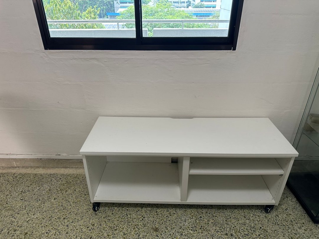 White TV Console with Wheels, Furniture & Home Living, Furniture, TV ...