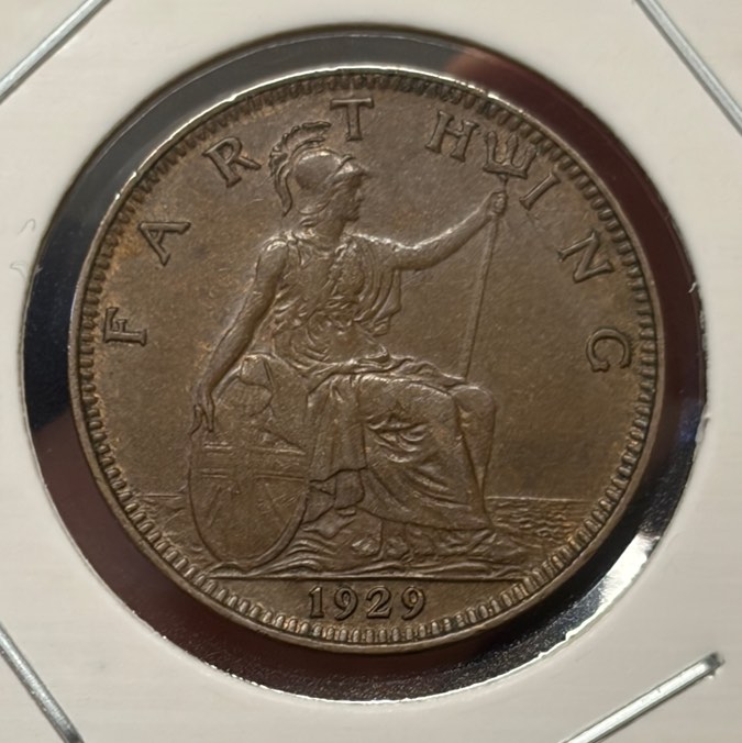 1929 Great Britain George V Farthing Coin, Hobbies & Toys, Memorabilia ...