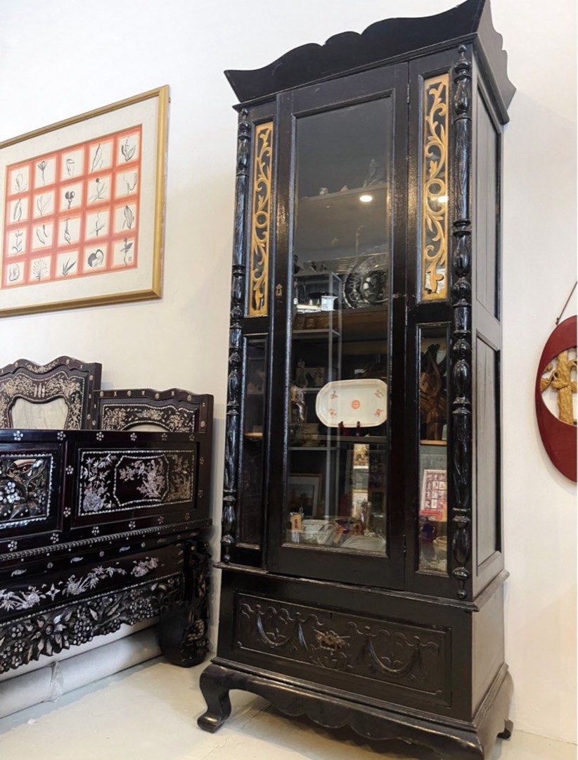 Antique Peranakan Wooden Display Cabinet, Furniture & Home Living ...