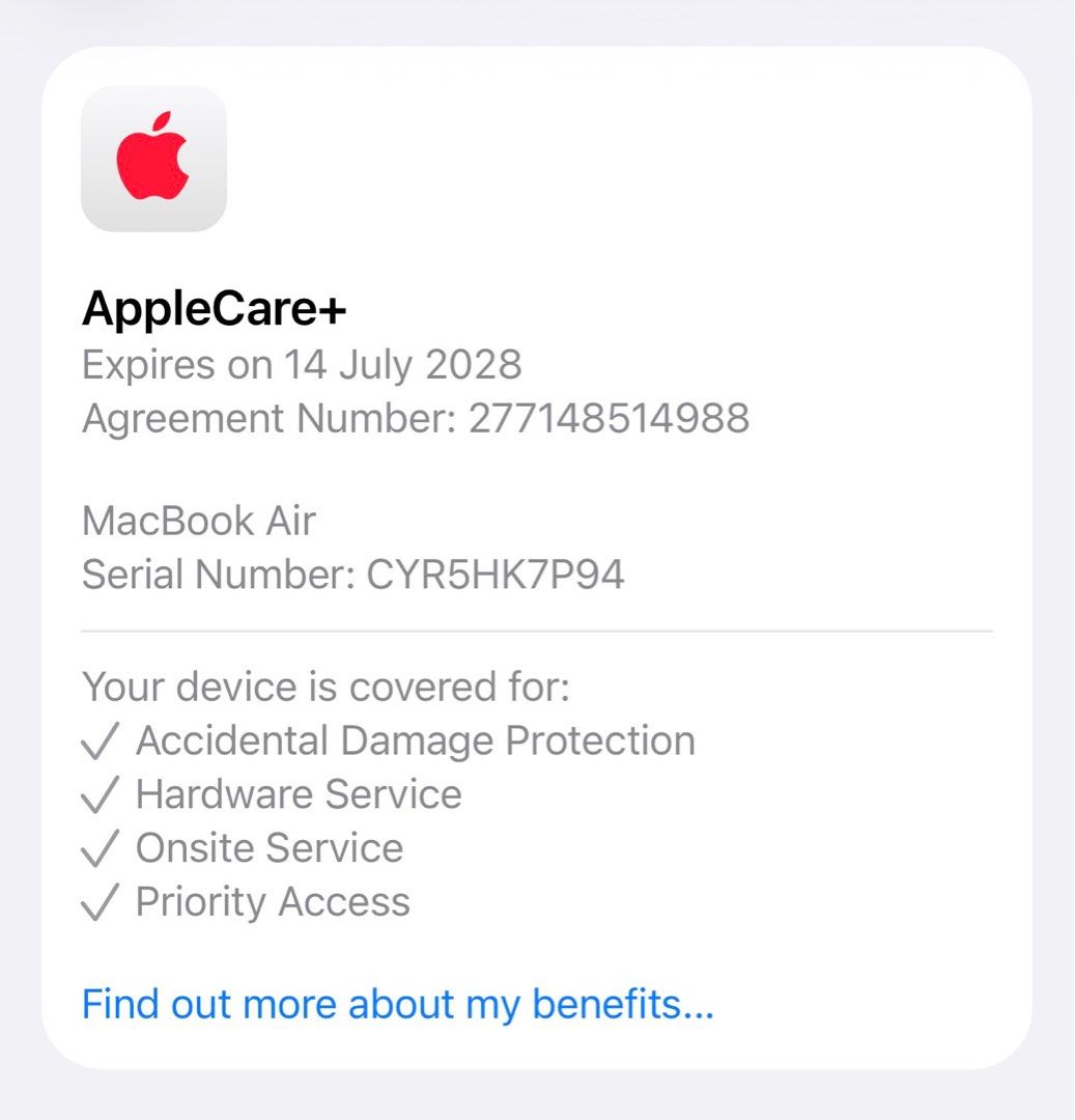 Apple MacBook Air 13-inch M2 (16GB/256GB) - ( APPLE CARE + till 07/2028 ...