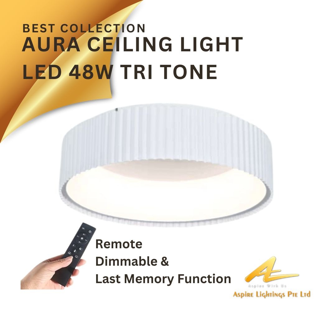 Aspire Lightings LED Ceiling Light Fluted Panel White Japandi Design ...