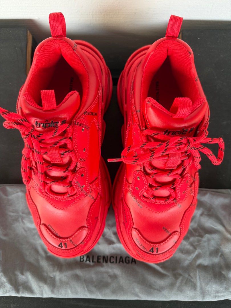 Balenciaga Triple S Allover Logo Red Men Size 41, Luxury, Sneakers ...