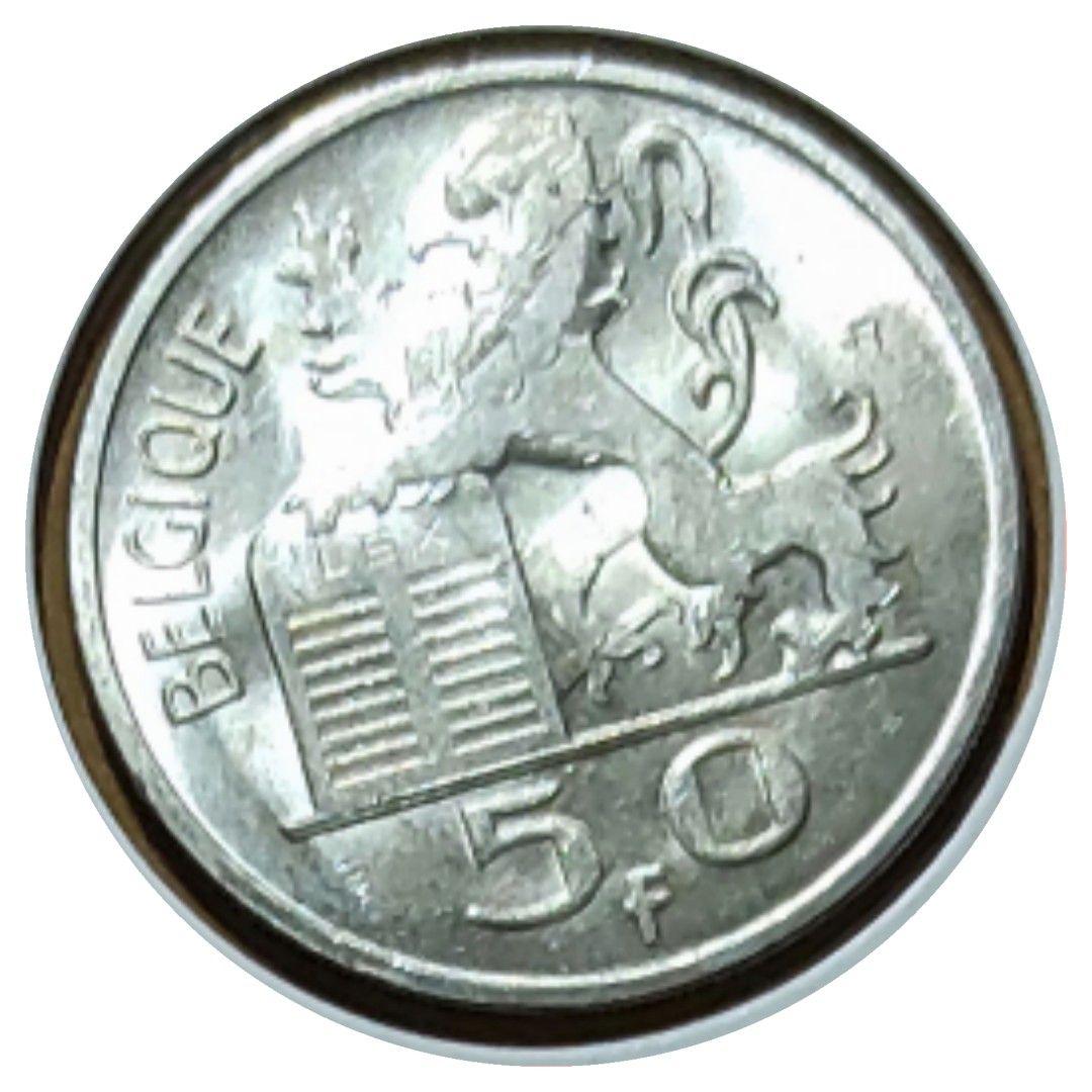 Belgium 1954 50 francs silver coin Belgian franc money currency vintage ...