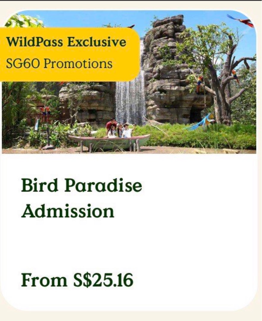 Bird Paradise Admission E-Ticket, Tickets & Vouchers, Local Attractions ...