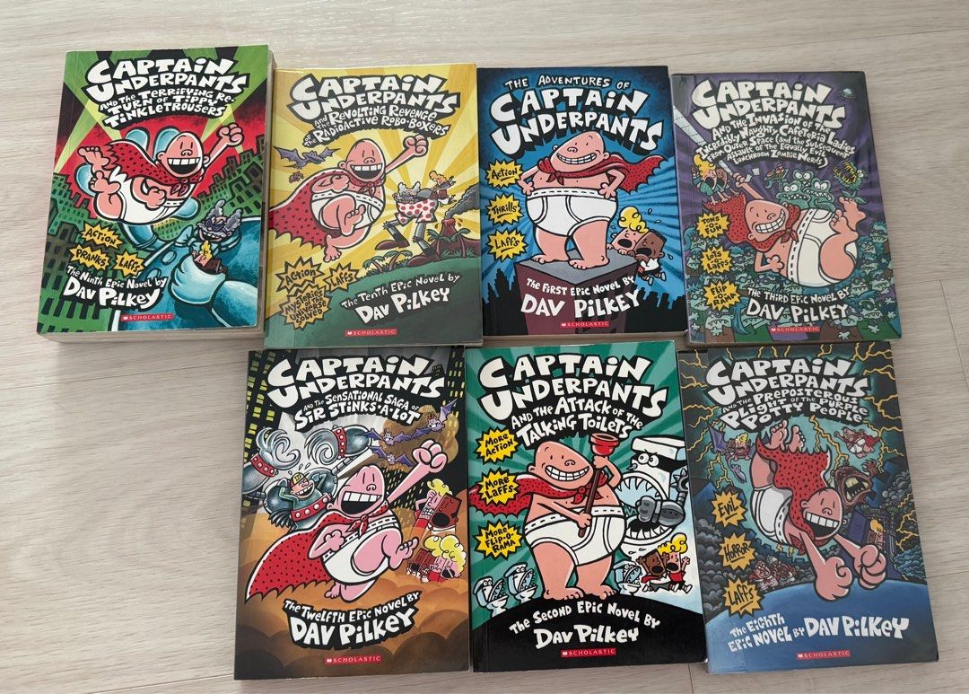 Captain Underpants Book Set by Dav Pilkey, Hobbies & Toys, Books ...
