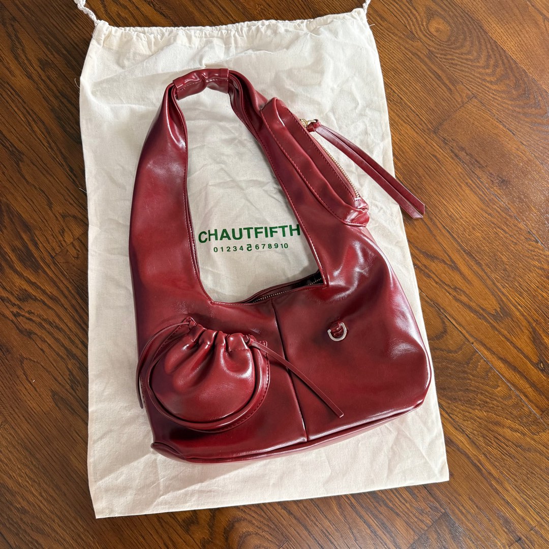 Chautfifth C2-Pocket Hobo Medium Bag - Dark Red, Women's Fashion, Bags ...